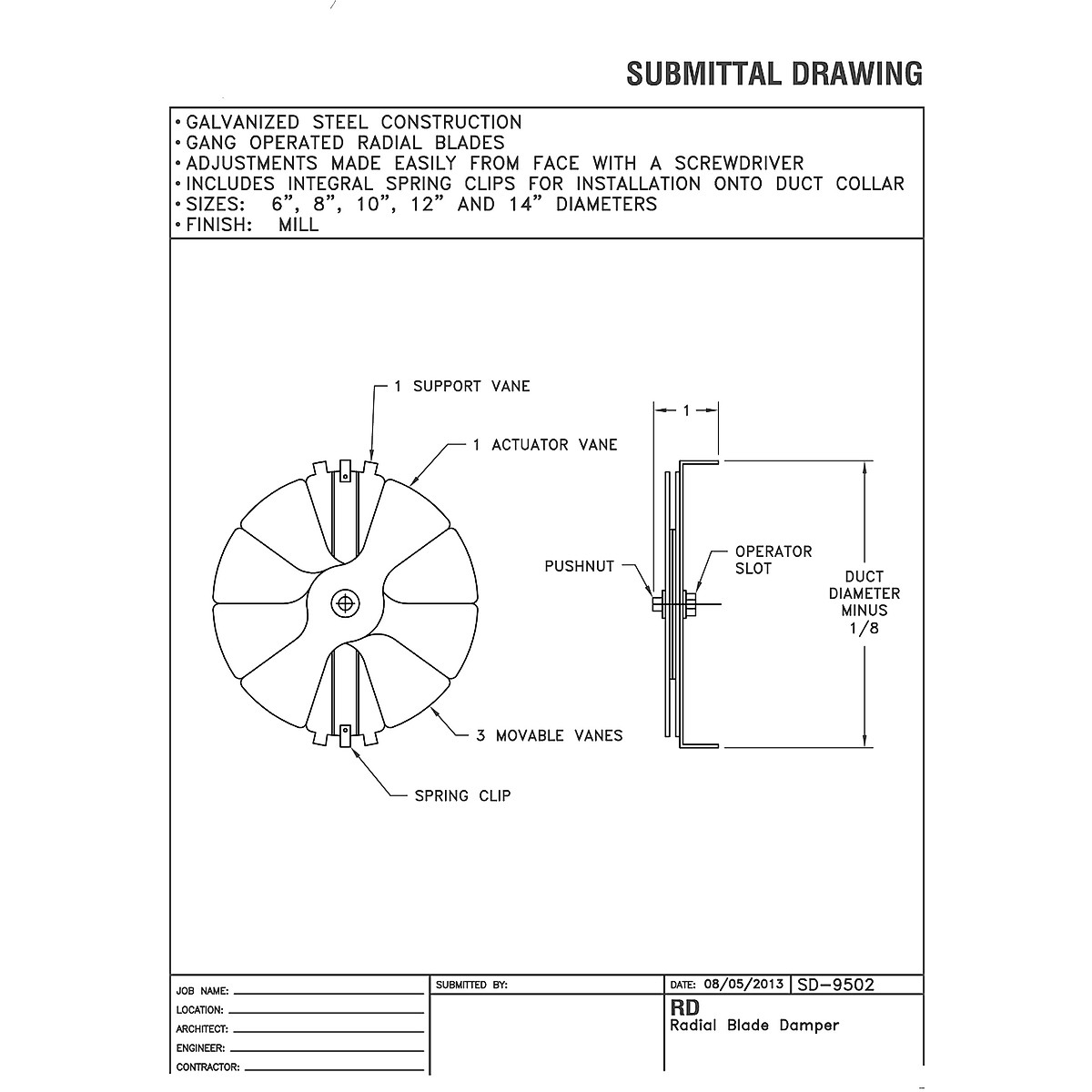 1800ceiling.com 10" Radial Damper #4944R-10