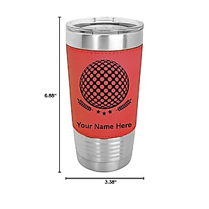 LaserGram 20oz Vacuum Insulated Tumbler Mug, Golf Ball, Personalized Engraving Included (Faux Leather, Red)