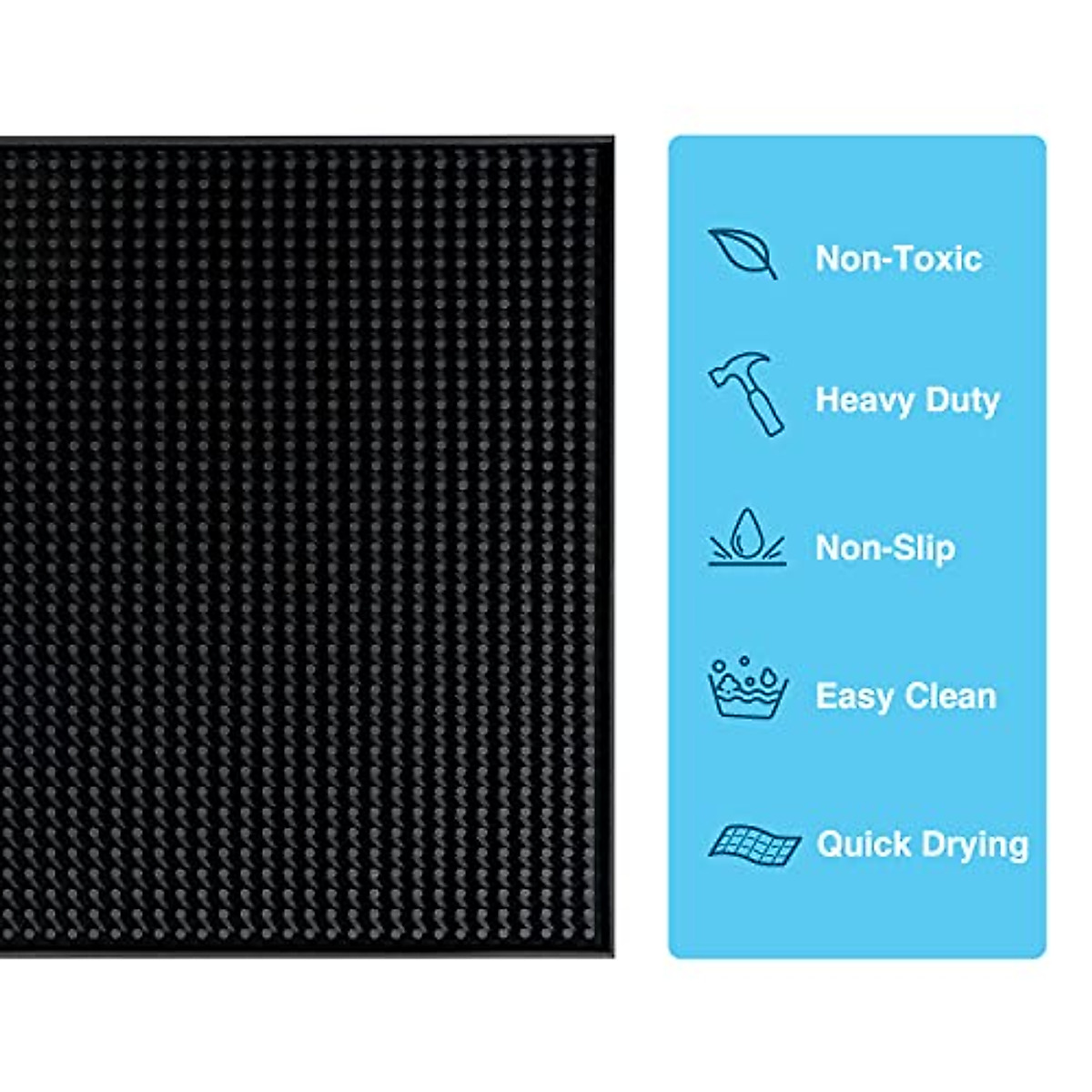 BARsics 18"x12" PVC Bar Service Mat for Cocktail Bartender (Black 2-Pack)