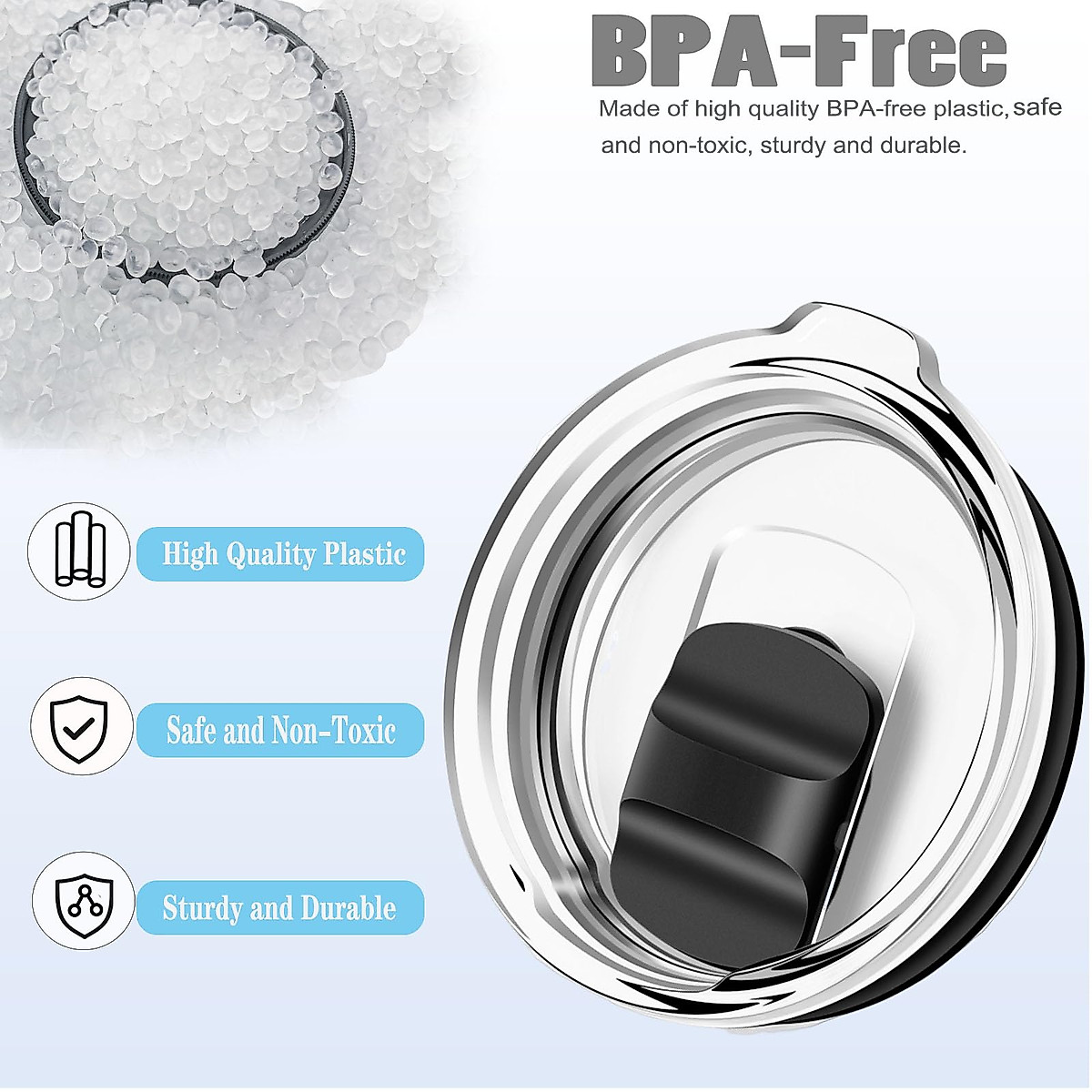 30 oz Tumbler Lid, Magnetic Spill Proof Tumbler Lid Replacement Lids Compatible for YETI 30 oz Tumbler, 14 oz Mug and 35 oz Straw Mug,with Magnetic Slider Switch(1 pack 30 oz)