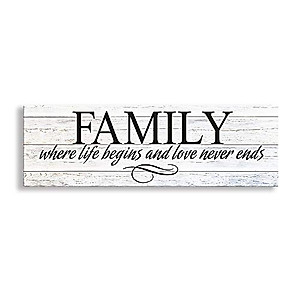 Kas Home Inspirational Quotes Motto Canvas Wall Art,Family Prints Signs Framed, Retro Artwork Decoration for Bedroom, Living Room, Home Wall Decor (8 x 24 inch, Family)