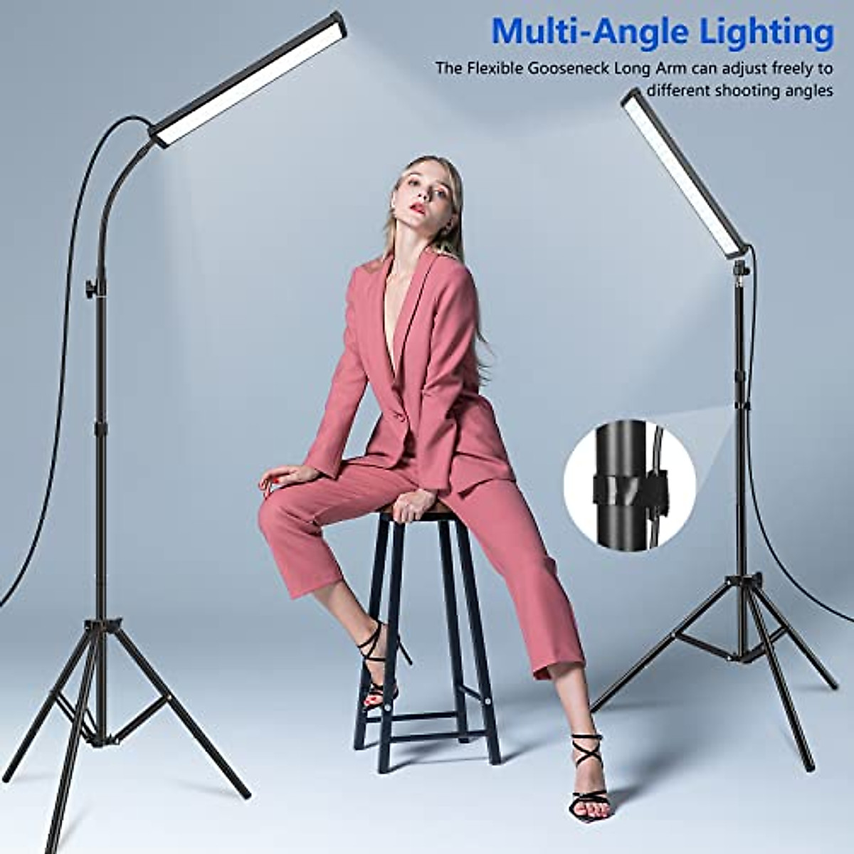 2 Pack LED Video Light Wand Kit, Unicucp 5600K Photography Lighting Sticks with 27"-79" Tripod Stand for Photographic Studio/Video Fill Light/Collection Portrait/Live Streaming/Video Conferencing
