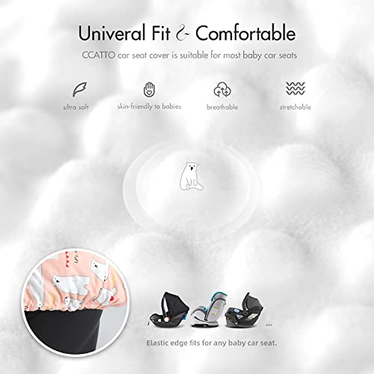 Car Seat Cover for Babies Boy&Girl, CCATTO Infant Carseat Canopy, Skylight Ventilation Design, 2 Layers Windows, Breathable Adjustable Universal Fit Baby Carrier Cover for Spring Autumn Winter