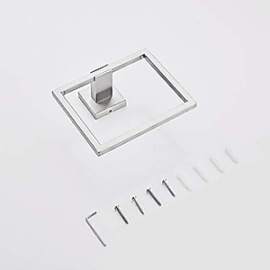 Hand Towel Ring Holder, SUS304 Stainless Steel Square Towel Bar, Towel Rack Brushed Nickel, Bathroom Accessories Modern Style, Wall Mounted