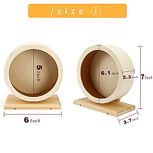 antiai Hamster Wooden Silent Wheel, Small Animal Exercise Wheel Accessories, Quiet Spinner Hamster Running Wheels Prevent Depression Toys for Hamsters, Gerbils, Mice and Other Small Pets (S)