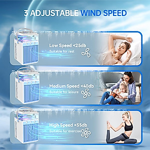 Portable Air Conditioners, 4 in 1 Rechargeable Mini Air Conditioner Evaporative Personal Cooler Humidifier with App Control, 800ML Mini AC Desktop Cooling Fan for Office Tent Bedroom