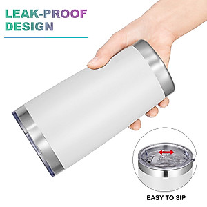 VEGOND 20oz Tumbler with Lid and Straw Stainless Steel Tumbler Cup Bulk Vacuum Insulated Double Wall Travel Coffee Mug Powder Coated Coffee Cup(White 6 Pack