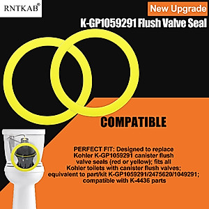 Flush Valve Seal for Kohler, 2 Pack GP1059291 Silicone Replacement for Toilets - Upgraded Seal Kit Compatible with Kohler K-GP1059291 Canister