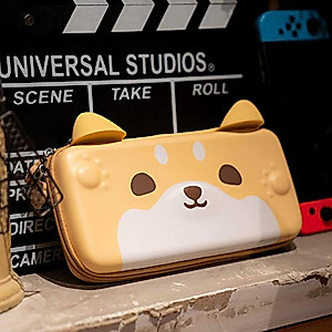 Geekshare Cute Dog Ear Carry Case Compatible with Nintendo Switch/Switch OLED - Portable Hardshell Slim Travel Carrying Case fit Switch Console and Accessories-A Removable Wrist Strap