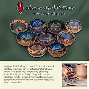 ALWAYS AZUL POTTERY Long Tailed Horse Soup Bowl in Real Blue Glaze - Handmade Ceramic Pottery Bowl - Handcrafted Polished Stoneware - Unique & Stylish Glazed Bowl, Great for Soup, Salad, Cereal & More