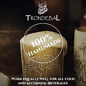 Trondebal Viking Drinking Horn Mugs Set of 4, Natural Ox Horn Shot Glasses | 10 oz Cool Unique Tumbler, Beer Gift for Men and Women, Handmade Goblet| Medieval Stein for Ale, Mead, Whiskey