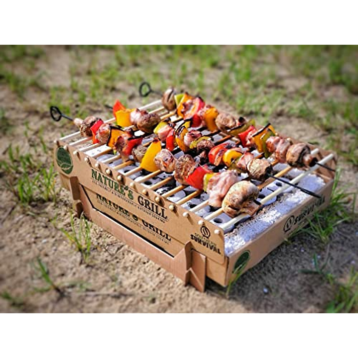 BattlBox Single Use Biodegradable Charcoal Grill - Nature's Eco-Friendly Bamboo Disposable BBQ Grill - Beach Parks Picnics Tailgates Camping Hiking Outdoor Survival - Portable Grill