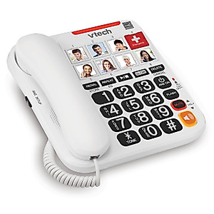 VTECH SN1127 Amplified Corded Answering System. 8 Photo Speed Dial, 90dB Ringer Volume, Big High-Contrast buttons, Audio Booster(+40db), Visual Ringer. Perfect for Seniors, Visually & Hearing Impaired