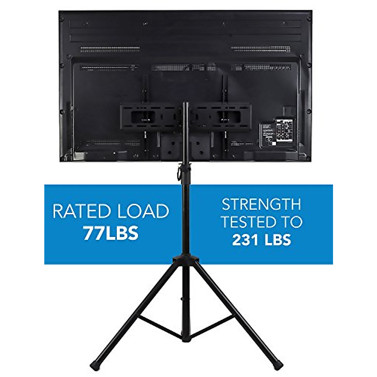 Mount-It! TV Tripod Stand - Portable TV Stands for Flat Screens - Indoor or Outdoor TV Pole Stand - Television Tripod Stand for 32-70 Inches Screen - Single Pole TV Stand with 77lbs Capacity