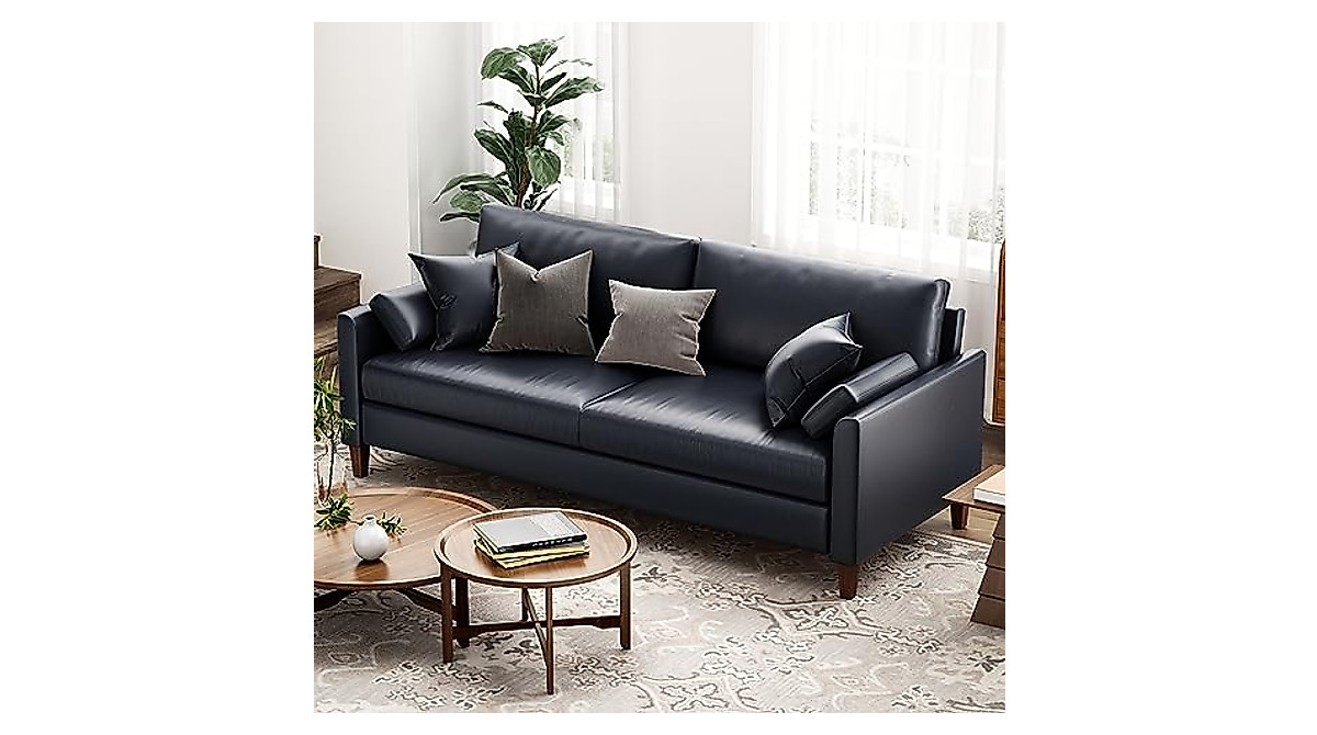 STARY 78" Faux Leather Couch - Comfy Living Room Sofa