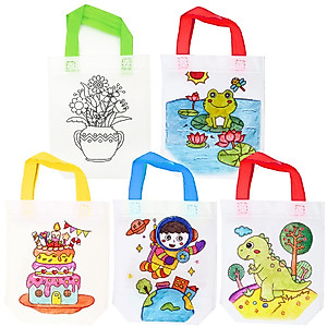 NA 14Pack Coloring Goodie Bags, Kids DIY Graffiti Bags, Kindergarten Children Art Craft Project, Party Favor Bags for Birthday, Tea Party, Celebration