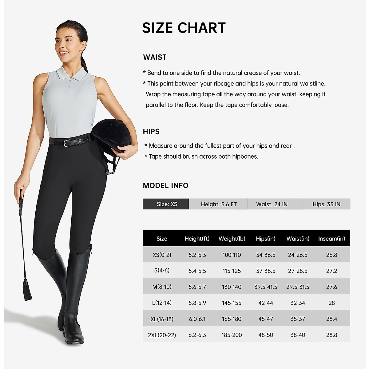 Willit Women's Horse Riding Pants Knee-Patch Equestrian Breeches Horseback Schooling Tights Zipper Pockets Black S