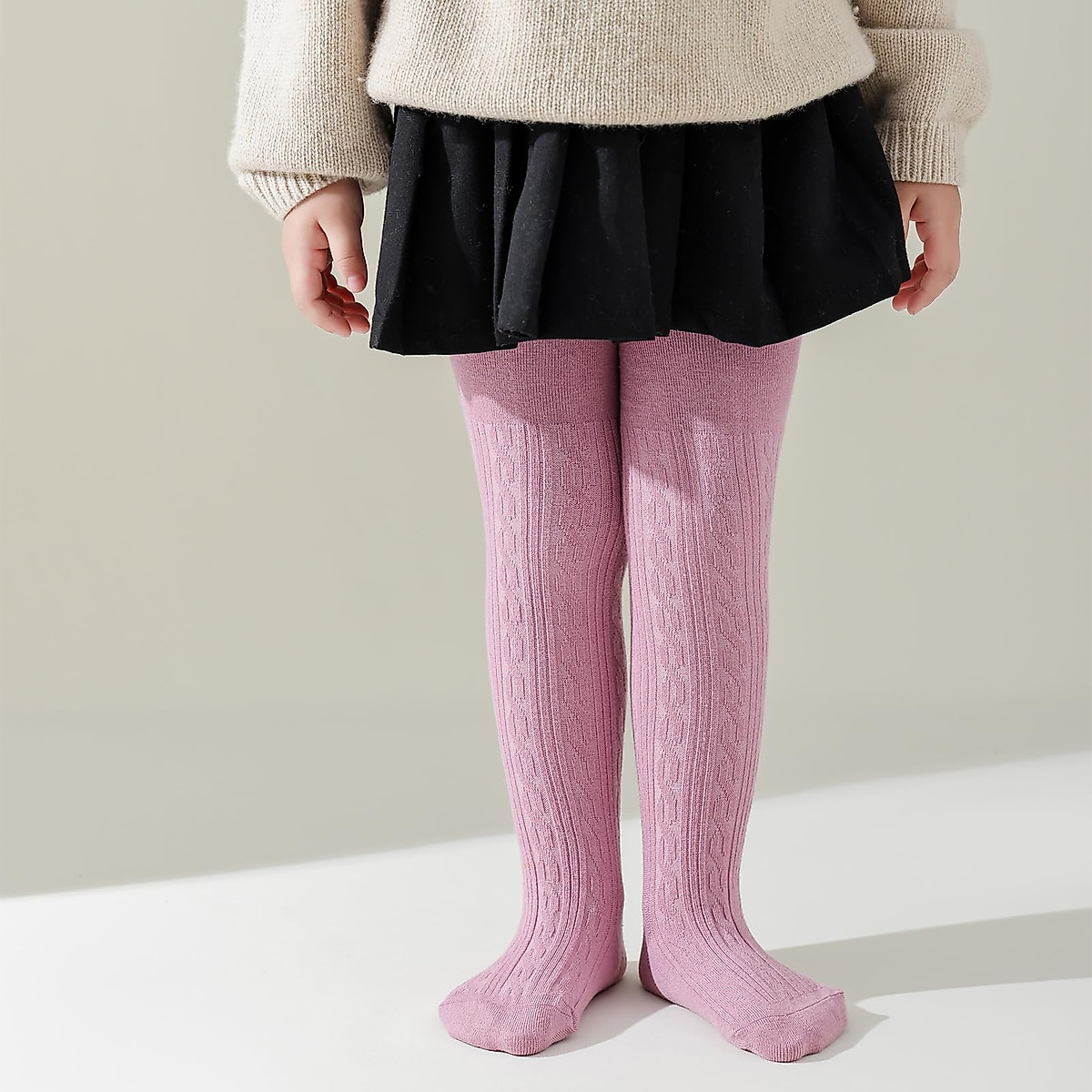 JORMATT 3 Pack Baby Tight for Girls Seamless Soft Thick Cotton Cable Knit Leggings Stockings Newborn Infant Toddler Tights Pantyhose 2-4 Years