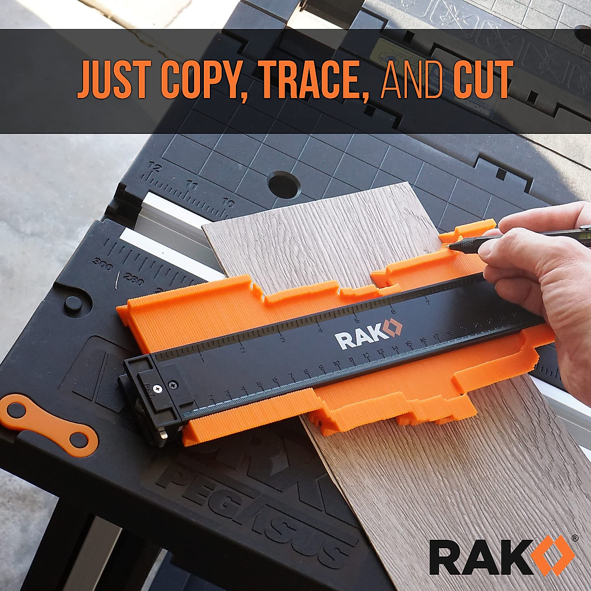 RAK Contour Gauge - Christmas Gifts for Dad - 10 Inch Edge Profile Measuring Tool with Lock - Adjustable Irregular Shape Outline of Flooring, Laying Tile, Woodwork, Construction - Stocking Stuffers