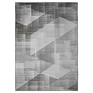 RUGSREAL Washable Rug for Living Room Modern Geometric Indoor Area Rug Stain Resistant Non-Slip Low-Pile Contemporary Area Rug for Bedroom Home Office, 8' x 10' Grey