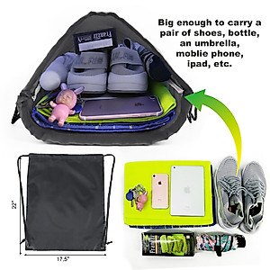 BeeGreen X-Large Drawstring Backpack Bags Black Bulk 10 Pack 22.4" L x 17.5" W Cinch Sack Gym Christmas String Bags Machine Washable Heavy Duty Sport Bags for Men Women