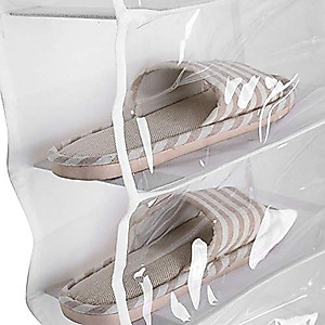 Tyenaza 26 Pocket Shoe Organizer, Crystal Clear over the Door Hanging Closets Storage Bag for Shoes, Sneakers or Accessories(white)