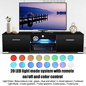 KUJYBG LED TV Tables for Living Room 57 Inch TV Cabinet Stands Furniture TV Unit Bracket with 2 Drawers and Glass Shelves