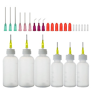 6Pcs Injection Squeeze Bottle with 15Pcs Dispensing Needles and 12Pcs Cap (30ml+50ml)