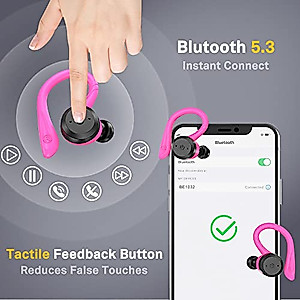 APEKX Bluetooth Headphones True Wireless Earbuds with Charging Case IPX7 Waterproof Stereo Sound Earphones Built-in Mic in-Ear Headsets Deep Bass for Sport Running Red