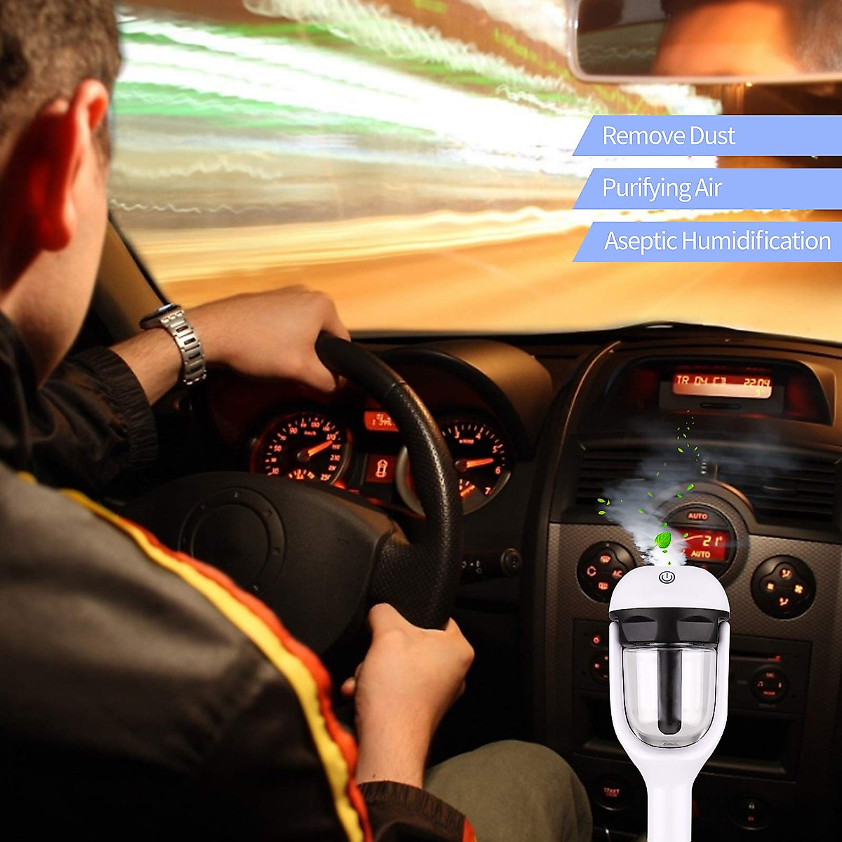 FPVERA Car Humidifier, Car Air Purifier Aroma Diffuser, Car Air Freshener Purifier Aromatherapy Mist Maker Suit for Vehicle Automobile Gift Water Soluble Essential Diffuser