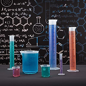 Plastic Graduated Cylinder Set - Education Equipment for Industrial and Academic Labs - Polypropylene Plastic - Science Research, Chemistry Classroom Supplies (250mL, 4-Pack)
