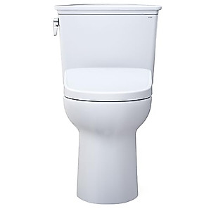TOTO Drake Transitional WASHLET+ Two-Piece Elongated 1.28 GPF TORNADO FLUSH Toilet and S7A Contemporary Bidet Seat with Auto Flush, Cotton White - MW7864736CEGA#01