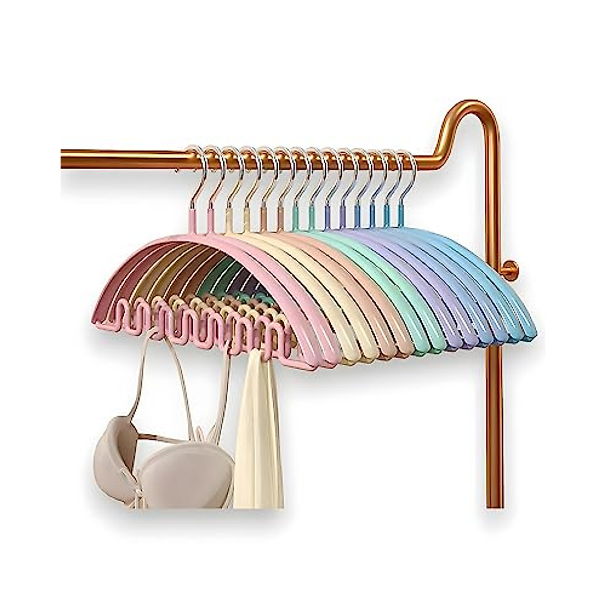 2THESTARS 14-Pack Clothes Hangers, Multi-Functional Non-Slip Plastic Dip Hangers, Hangers Space Saving, Space Saving Solution for Tidy Closet Storage (Seven Colors)
