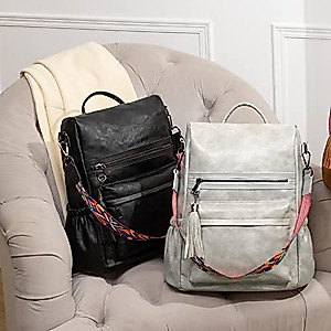 PINCNEL Backpack Purse for Women – Fashion Womens PU Leather Backpack – Anti-Theft Backpack Shoulder Bag with Multifunctional Pockets (Black)