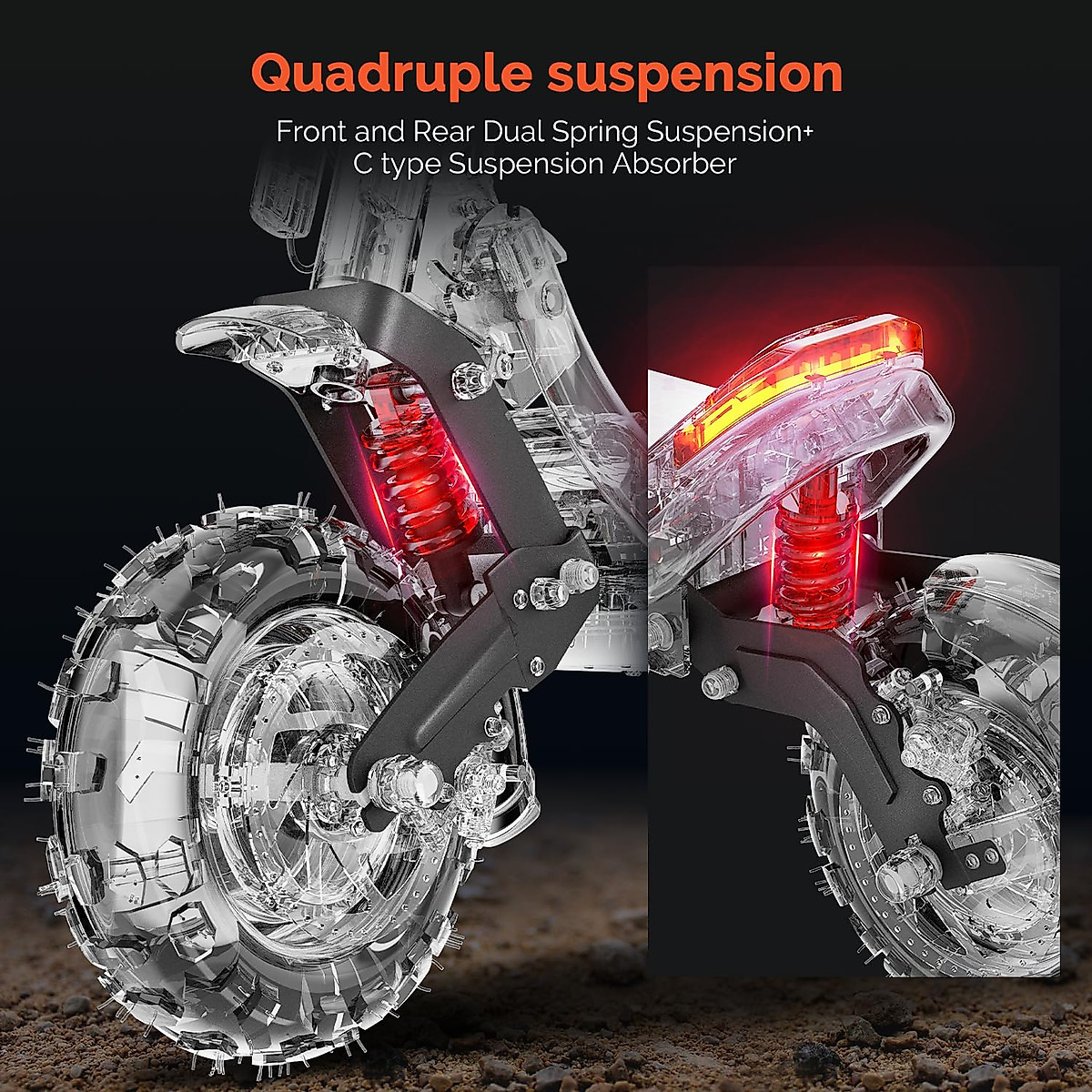 Atomi Electric Scooter Turbo-1 with Smart APP- 2400W Dual Motor Up to 31 MPH & 50km, 20AH Removable Battery, Long Range 34 Miles & 55km, 11" Knotty All Terrain Tires Off Road e-Scooter for Adults