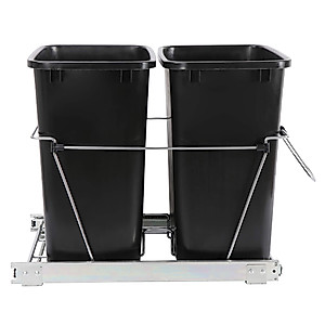LEMY 35 Quart Double Pull Out Trash Can Under Kitchen Cabinet Roll Out Sliding Waste Bin Container