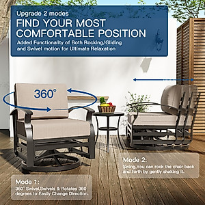 Kullavik Aluminum Patio Furniture Set,8 Pieces 10 Seat Metal Outdoor Furniture Conversation Set w/45 Propane Gas Fire Pit&Swivels,Sand