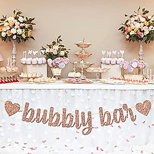 Rose Gold Glitter Bubbly Bar Banner, Bachelorette Party Decorations, Birthday, Wedding, Engagement Party Supplies