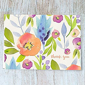 Fresh &amp; Lucky 40 Thank You Cards With Yellow Envelopes - Multiple Watercolor Floral Graphic Designs - Perfect For Wedding Gifts, Birthday Gift, Party Invitations, Business Events, Donation Events And Any Occasions