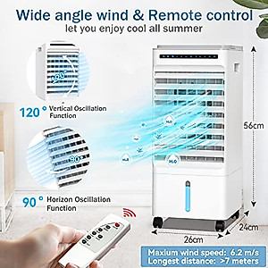 Evaporative Air Cooler,4-In-1 Portable Air Conditioners with 4 Modes 3 Speeds,5L Portable Air Conditioner with 7H Timer,Remote Control Quiet Swamp Cooler Air Conditioner Portable for Room,Home,Office