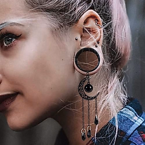 Maxbott 2PCS Stainless Steel Beautiful Flowers Ear Weights hangers for Stretched Ears Gauges Ear Plugs Tunnels Body Piercing Jewelry (6G(4mm), Silver)