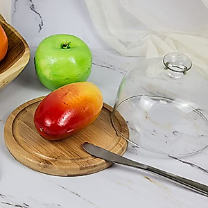 KVMORZE Glass Dessert Dome with Base, Mini Decorative Cake Tray with Glass Dome Cover, 5.9" Cake Fruit Display Server Tray for Kitchen, Birthday, Wedding, Appetizer Dessert and Cheese Serving Platter