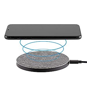 Philips Accessories Fabric Wireless Charger, 10W Fast Charging, Qi-Certified for iPhone 13/12/11/Pro/Pro Max/Mini, Samsung Galaxy S21, Google Pixel 6, Gray, DLP9035BC/27