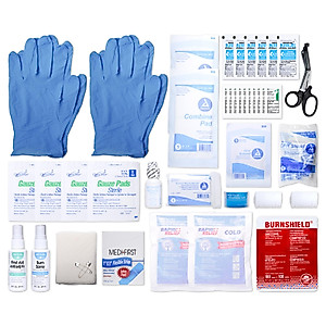 MFASCO Class B Restaurant First Aid Kit - OSHA Compliant - Emergency Plastic Box - Rubber Sealed - Includes Blue Bandages and Burn Care Supplies - Essentials for Work or Restaurant - 139 Pieces