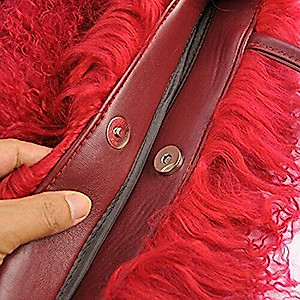 ZIYIUI Real Lamb fur/mongolian fur beach wool fur bag handbag Luxury handbag for Women's (Red)