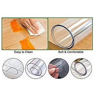 Clear PVC Desk Chair Mat Plastic Carpet Protector Roll,Clear Vinyl Plastic Floor Runner Protector, Non Skid Transparent Hallway Entrance Doormat Kitchen Low Pile Carpet Protector Pad, Waterproof,60/70