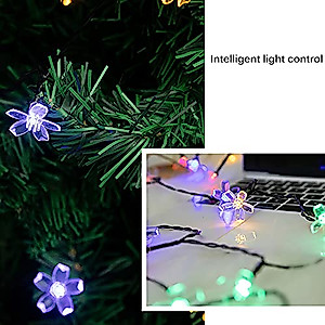 String Light, 2Pcs String Light 5M/16.4Ft 50 Led Sakura 8 Lighting Modes Lamp String Lighting Chain Decoration Bulb for Home Party Garden-