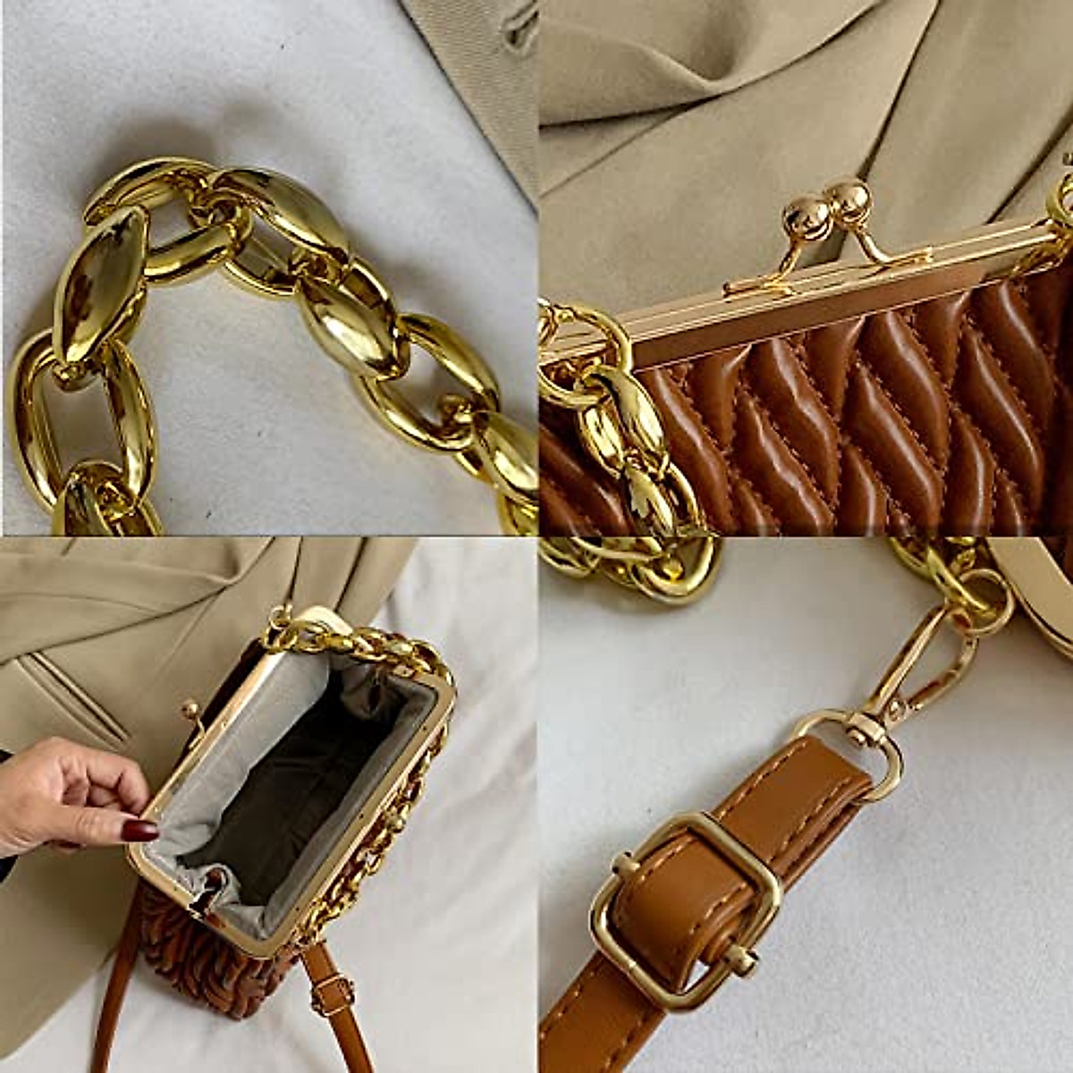 Evening Clutch Bag Formal Party Clutch Purses for Women Wedding Evening Purses Crossbody Shoulder Clutch Bag, White