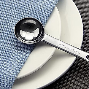 Measuring Spoons, AOOSY 6 Piece Measuring Spoons Set Stainless Steel Round Heavy Duty Mirror Polished 1/8 TSP, 1/4 TSP, 1/2 TSP, 1 TSP, 1/2 TBSP & 1 TBSP Measuring Spoon for Baking Food Cooking