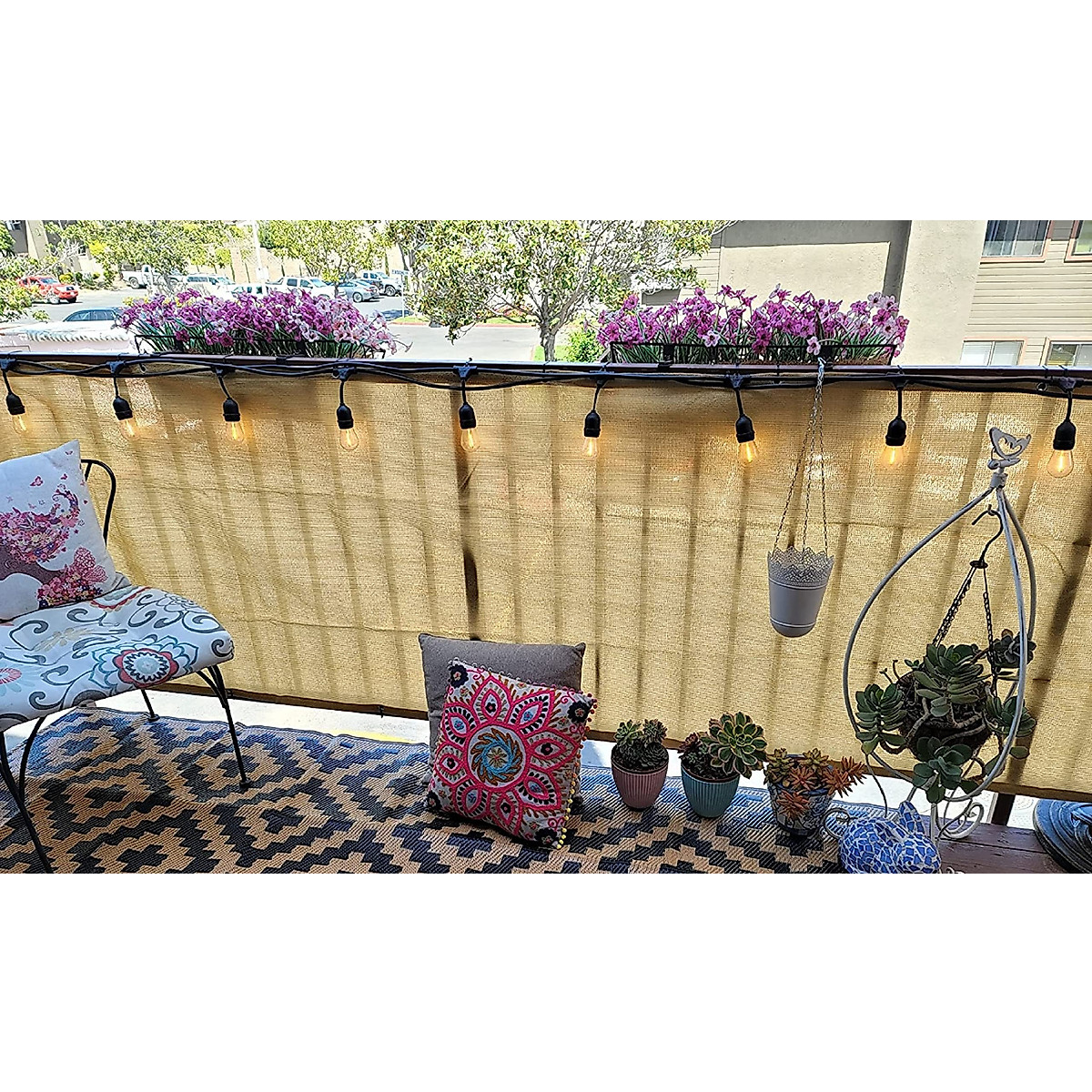 Abrotain Fence Privacy Screen Balcony Deck Fencing Cover 3'3"x9'9" 80% Shade Fabric Sun Shade Cloth Decorative Fence Covering Net Mesh Shield with Grommet for Outdoor Garden Backyard Porch Patio Yard